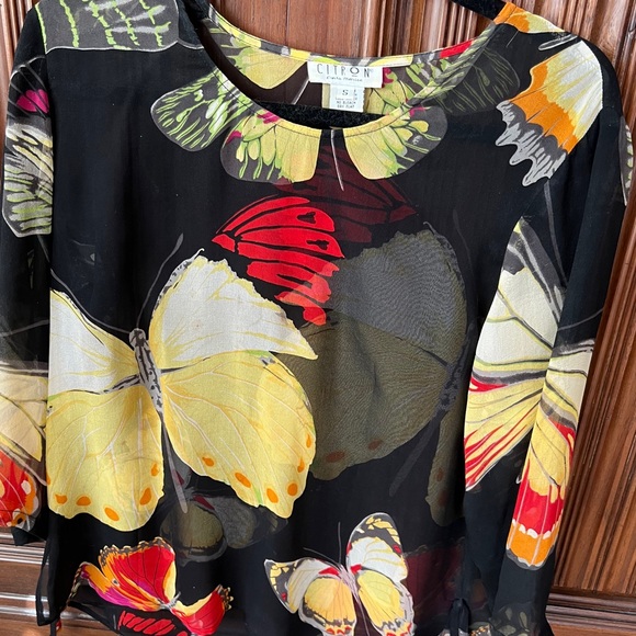 Citron Santa Monica | Tops | Citron Womens Vibrant Butterfly Blouse ...